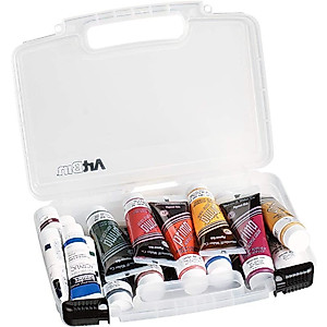 ArtBin 8014AB 14 Inch Quick View Carrying Case - 14 in. x 3.375 in. x 10.25 in., Lockable Art and Craft Supply Storage with Latches and Handles, Portable, Clear