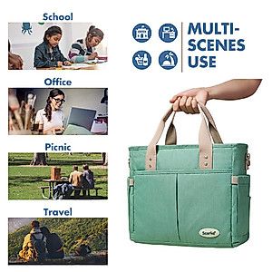 Scorlia Insulated Lunch Bags for Women Work, Extra Large Lunch Tote Bag With Removable Shoulder Strap, Durable Reusable Cooler lunch Box with Side Pockets, Tall Drinks Holder for Women&Men, Purple