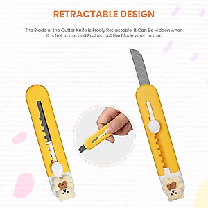 EBLLPA 5pcs Mini Utility Knife Cute Craft Touch Knife Mini Retractable Utility Knife Box Cutter Letter Opener Cartoon Utility Knife Cute Cat Paw Touch Art Knife for Cutting Cardboard Boxes Cartons