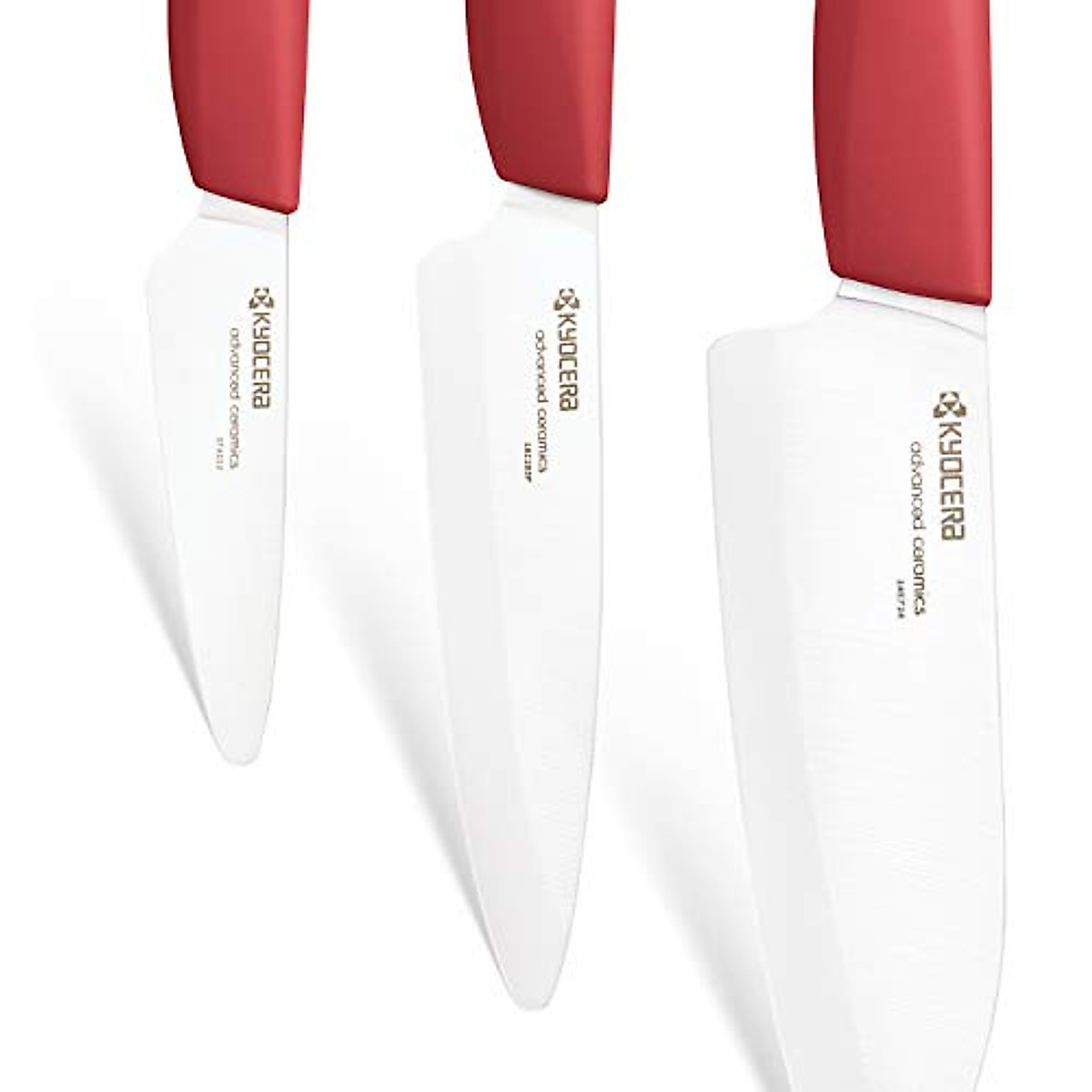 Kyocera 610446-FK-3PC-WHRD 3Piece Advanced Ceramic Revolution Series Knife Set, Blade Sizes: 5.5", 4.5", 3", Red