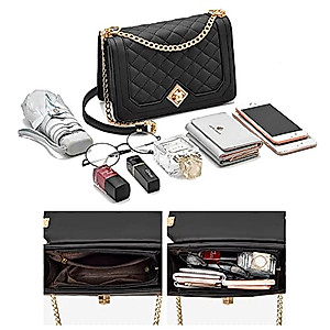 PS PETITE SIMONE Crossbody Bags for Women Trendy Quilted Bag Shoulder with Chain Small Handbag Evening Bag Satchel Purses