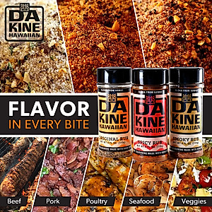 Da Kine Hawaiian Premium BBQ Dry Rub Seasoning Pack - Authentic BBQ Seasoning Blend - Perfect Gourmet Rub Spices for Smoking, Grilling & Cooking, Gluten-Free, Low Sodium, No MSG - Gift Pack (4 Oz. - 3 Pack)