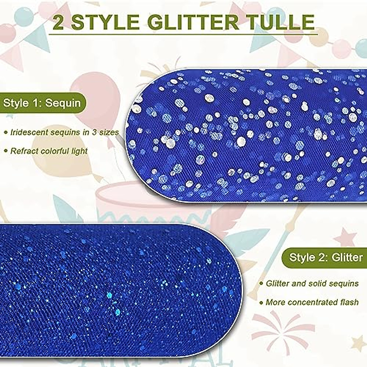 Glitter Tulle Fabric Rolls 6 Inch 50 Yards (150FT) Sequin Sparkling Ribbon Spool Netting for Wedding, Tutu Skirt, Gift Wrapping, Party Decoration (Royal Blue)