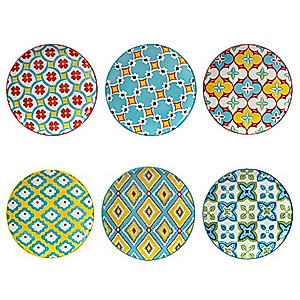 Certified International Damask Floral 6" Canape/Luncheon Plates, Set of 6 Assorted Designs, MULTI COLOR