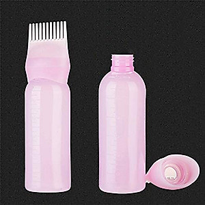 120Ml Applicator Bottle Hair Colour Brush Hair Oil Bottle with Graduated Brush Applicator Bottle Comb Root Comb Salon Hair Coloring Tool (2 Pack Purple)