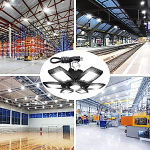 CODAFUL High Bay Light Led UFO Lights350W 49000LM (Eqv. to 1500W HPS/MH) with US Plug 5ft Cable 85-277V, IP65 Warehouse Residential, Barn, Factory, Workshop Shop Lighting (Black, 120W)