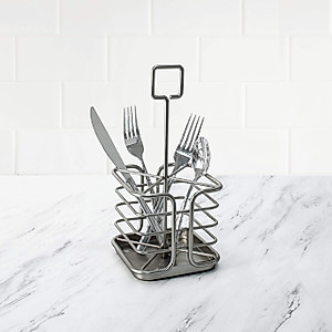 Spectrum Diversified Euro Silverware Caddy Flatware Utensil Organizer Stand Holder, Satin Nickel