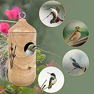 Humming Bird Houses for Outside Hanging Wooden Hummingbird Nest for Garden 3Pack