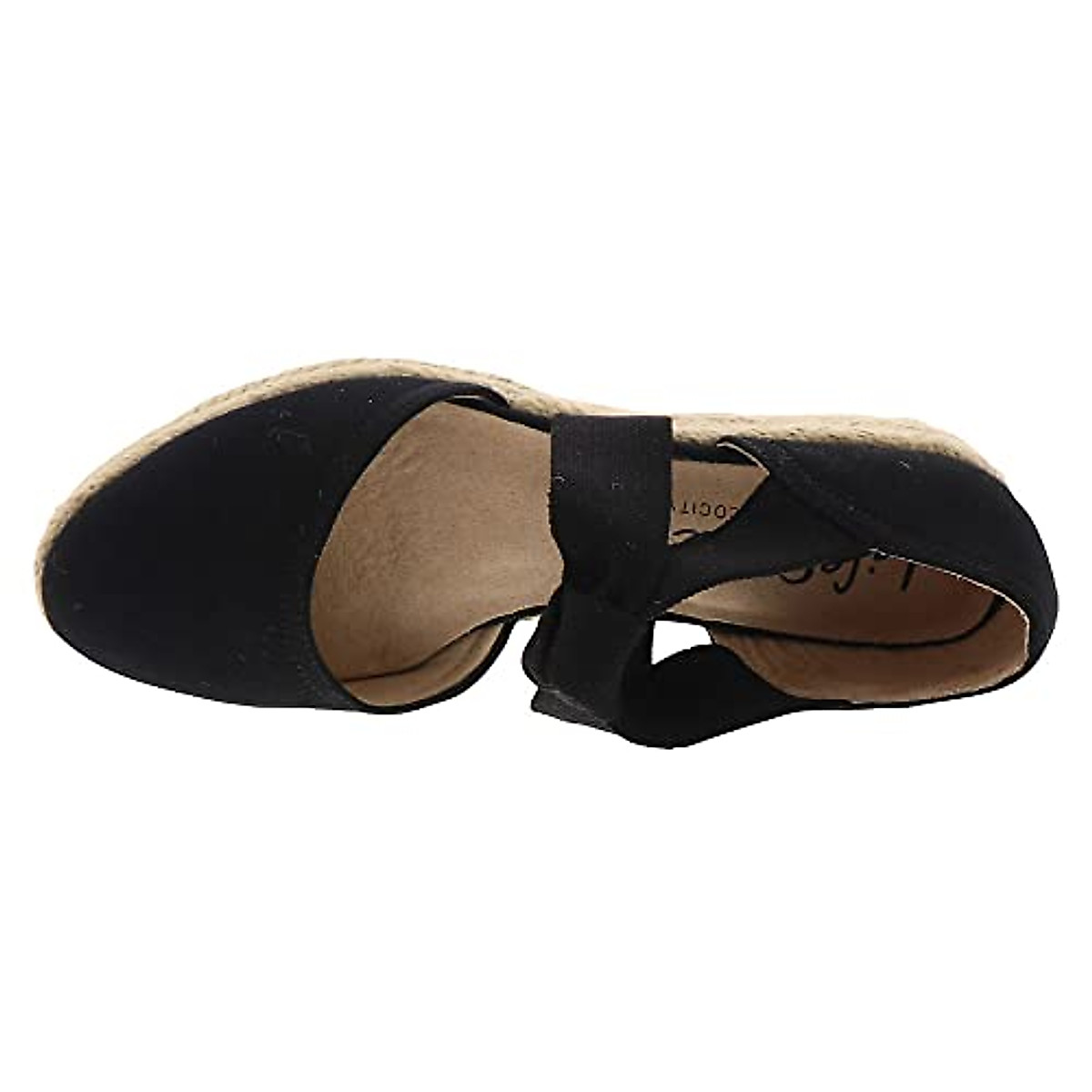 LifeStride Womens Kascade Espadrille Wedge Mary Jane Flat, Black, 9 Wide US