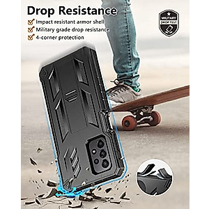 FNTCASE for Samsung Galaxy A23 5G Case: Heavy Duty Rugged Military Grade Shockproof TPU Full Protective Shell with Kickstand Durable A23 4G LTE Phonecase Cell Phone Cover Black