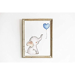 iMagitek Set of 6 Unframed Baby Boy Nursery Wall Art Prints, Blue Elephant Nursery Wall Decor, Elephants with Blue Balloons Wall Art Decorations for Baby Boy Nursery, Boy's Room (8" x 10")
