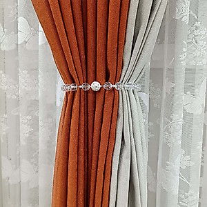 Magnetic Curtain Tiebacks Decorative Curtain Holdbacks, glrovazas 2Pcs 16 Inch Long Durable Crystal Tie for Curtains Curtain Holders for Window Draperies Simplicity Elegance