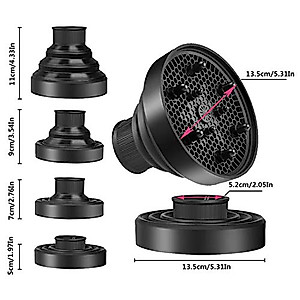 WAJIAYON Universal Collapsible Hair Dryer Diffuser Attachment- Salon Grade tool,Lightweight Foldable Portable Travel Folding Design Fit Most of blow Dryers-Black