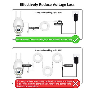 DC 12V Power Extension Cord, Hosafe 33ft White Security Camera Power Adapter Extension Cable, 5.5 * 2.1mm Power Cord Connector for Home Security Camera, Nvr, Router, Switch, Projector