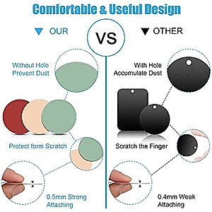 SALEX Replacement Metal Plates Set with Matte Circles. Kit of 18 Round Iron Discs Without Holes for Magnetic Car Phone Holders, Wall & Air Vent Mounts, Cases, Magnets. 3M Adhesive Backing. 18 Pack