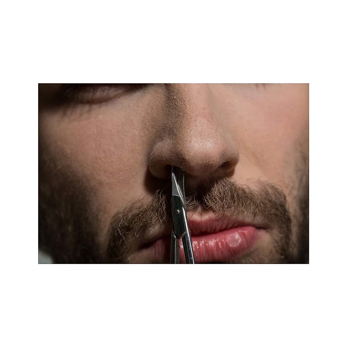 HAWATOUR Beard Scissors, Stainless Steel Scissors for Trimming, Cutting Beard, Mustache, Eyebrow, Nose Hair, Silver