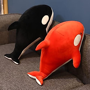 pangcangshu Nice Huggable Big Killer Whale Doll Pillow Whale Orcinus orca Black and White Whale Plush Toy Doll Shark Kids Boys Soft Toy(Red,95cm/37.4 inch)…