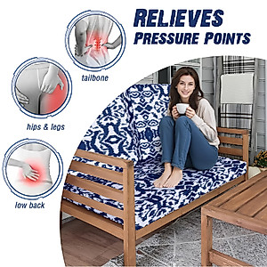 PRIMEPATIO Patio Chair Cushions 17x16, Outdoor Chair Cushions Set of 2, Waterproof Outdoor Seat Cushions with Fade Resistant Pattern, Patio Furniture Garden Sofa Couch Pads with Ties (Navy Blue)