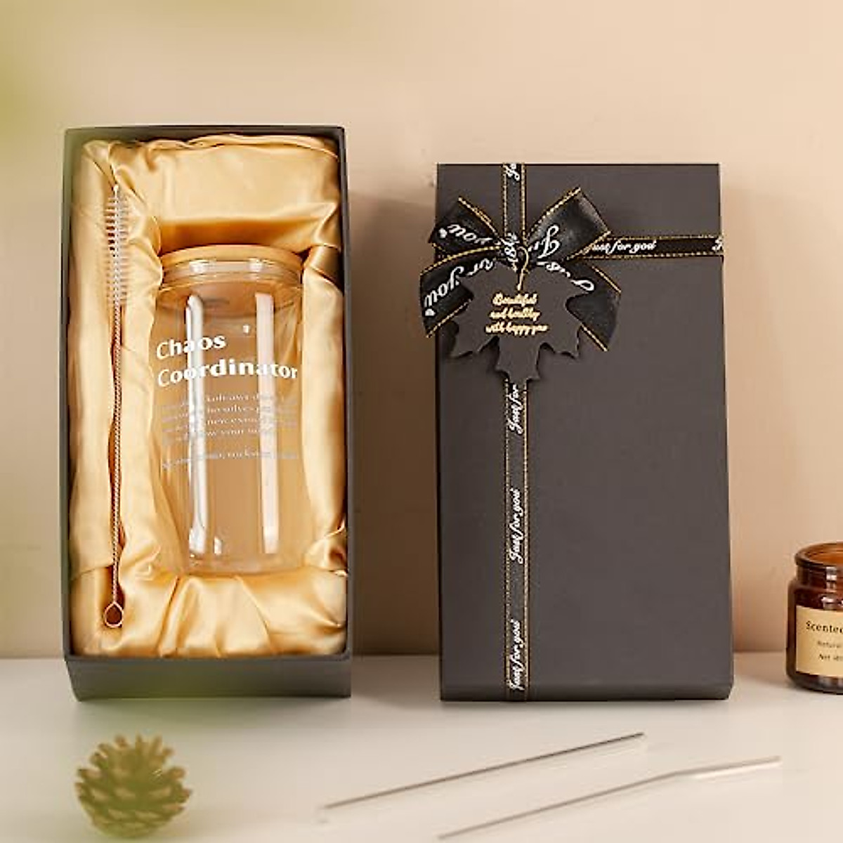 Chaos Coordinator, Boss Gifts for Women Thank You Gifts for Coworkers on Birthday Christmas Boss Day... Appreciation Gifts for Teachers Employee Office Manager Mom Friend Men, 16oz Glass Cup Gifts