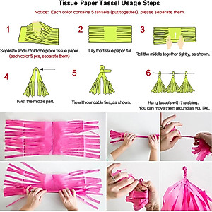 We Moment Tissue Paper Tassels Party Tassel Garland Banner for Party Decorations, DIY Kits,Pink,White,Peach,Rose glod,40 PCS