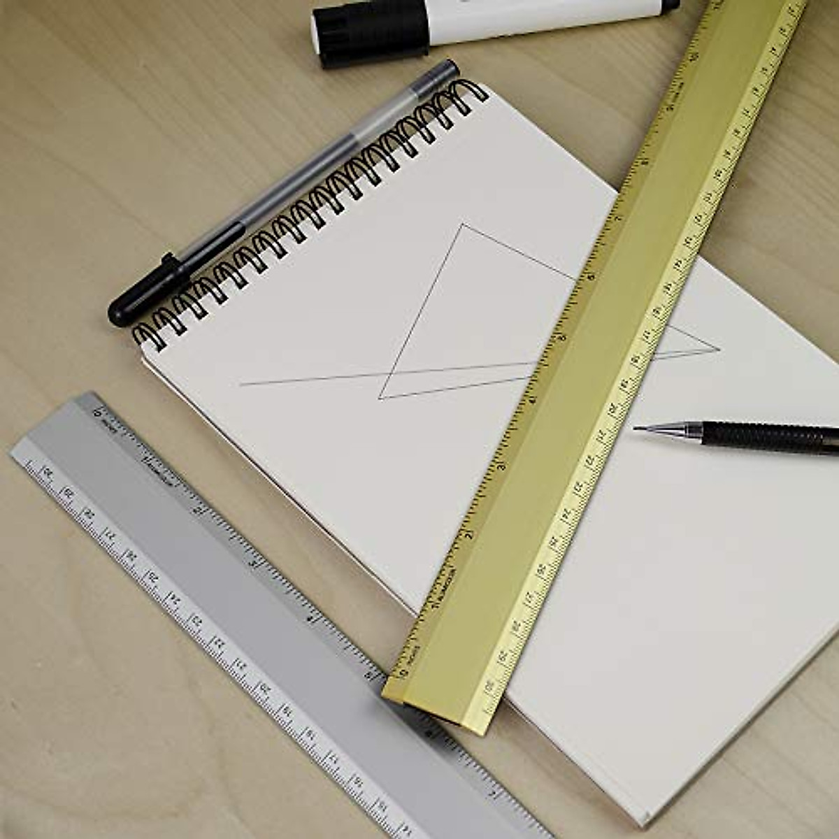 Alumicolor Aluminum Desk Ruler, 12IN, Black