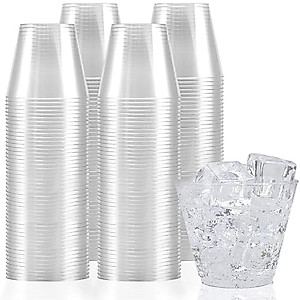 Stock Your Home 9 oz Clear Disposable Plastic Cups (100 Pack) Elegant Tumblers Glasses for Birthday Parties, Weddings, Holidays, Dessert Tumbler, Bulk Drinking Cup for Fruit Punch, Cocktails, Wine