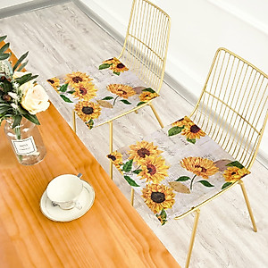 Emelivor Vintage Sunflowers Chair Cushion Memory Foam Seat Cushion with Washable Comfort Chair Pad for Kitchen Chair Office Chair Back Pain