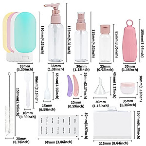 CCTIVED Travel Size Bottles for Toiletries, 19 Pack TSA Approved Travel Bottles for Women, Leak Proof Refillable Travel Containers Toiletery Kit for Shampoo Conditioner Lotion