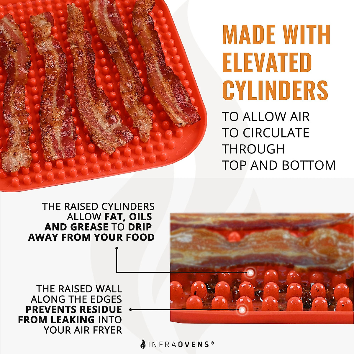 Air Fryer Liners Set of 3 with Silicone Mat, Heat Resistant Mats for Air Fryer Compatible with Chefman, Cozyna, Gowise, PowerXL + more, Air Fryer Parchment Paper Liners Replacement Reusable Mats