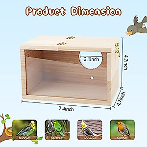 GINDOOR Parakeet Nesting Box Transparent Bird House for Cage Natural Wood Breeding Box for Parrot Parakeet Cockatiel Lovebirds Budgie Conure and Other Small Birds