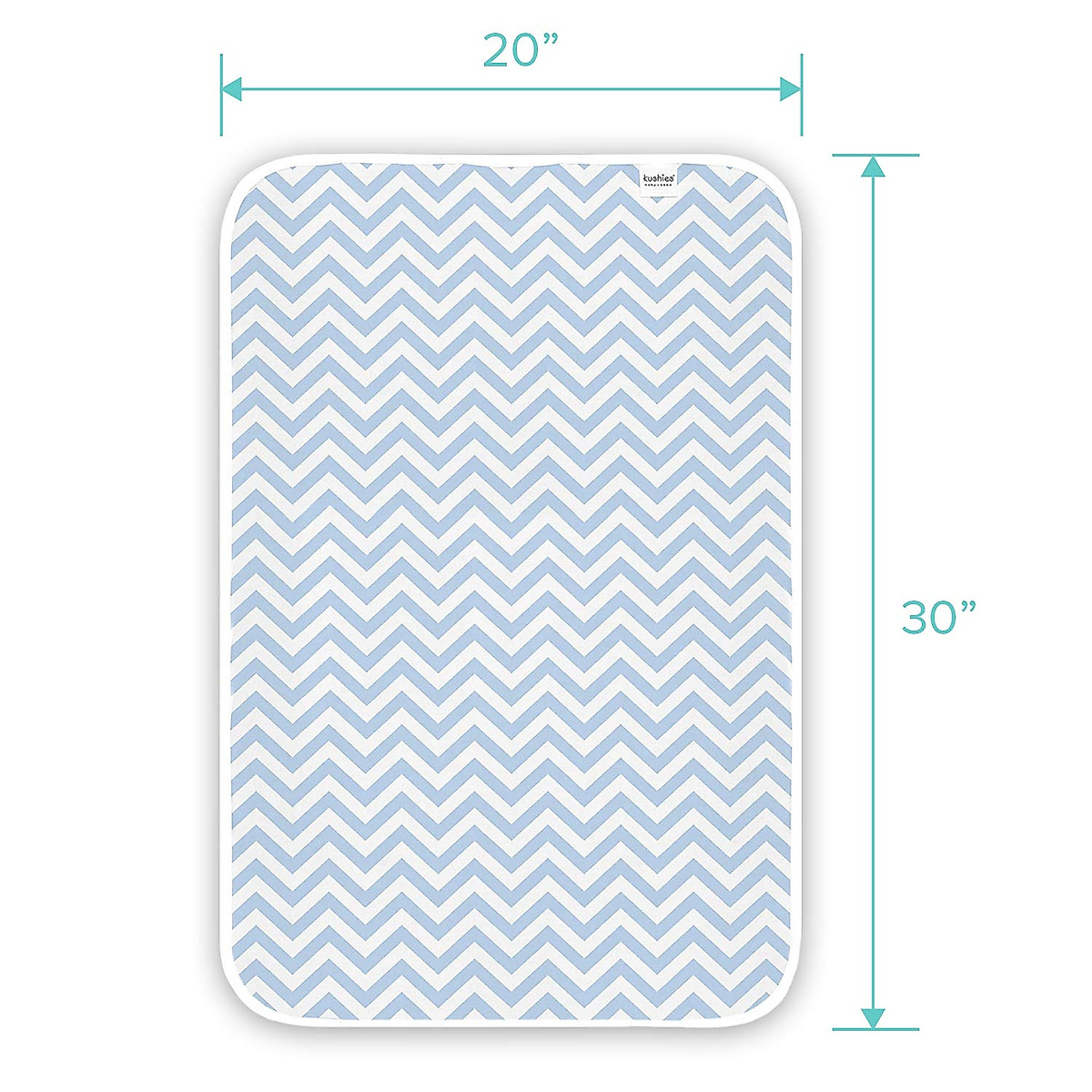 Kushies Deluxe Waterproof Changing Pad Liners - 20 x 30 inches Baby Changing Table Liners - Baby Changing Pads - Diaper Changing Flat Liner Pad Waterproof Portable (Blue Chevron)