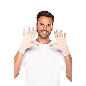Coolibar UPF 50+ Men's Women's Ouray UV Fingerless Sun Gloves - Sun Protective (Small- Beige)