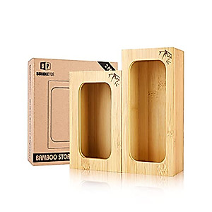 Set of 2 Ziplock Bag Storage Organizer, Bamboo Kitchen Food Bags Holder,Counter Drawer Dispenser for Gallon, Quart, Sandwich & Snack Variety Size Bag