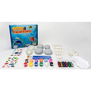 Cookie & Milo Rock Painting Kit; Arts & Crafts for Kids; Glowing in The Dark; Hide & Seek Rock Kits; Kids Painting Kit; Boys Gift; Girls Gift; 6 Rocks 12 Ancient Ocean Creature, Sea Monsters Figures