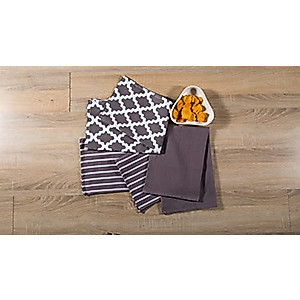FRENCH BREAD Premium Kitchen Towels Set With Hang Loop - Pack of 5 Cotton Dish Towels for Drying Dishes, 18”x 26”, Absorbent Tea Towels, Dish Towels for Kitchen, Quick Drying Kitchen Towel Set - Gray