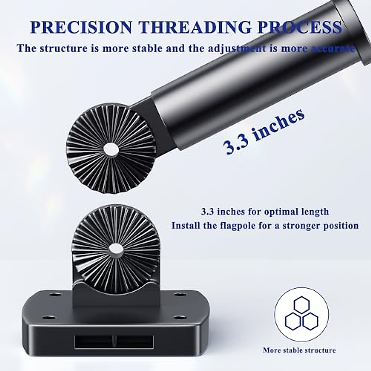 ESTTOP Flag Pole Holder Bracket, Multi-Position Mounting Bracket with Hardwares for Outside, Premium Aluminum Alloy Water Resistant Rust Free Flagpole Holder for House(Black)