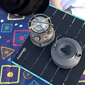 AOUTACC Portable Folding Camping Table, Lightweight Foldable Camp Table Collapsible Aluminum Hard-Topped Table Top with Carry Bag for Picnic Cooking Camping Beach Festival (Black)