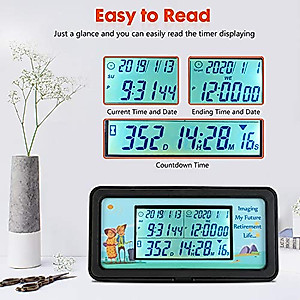 Searon Countdown to Retirement 1,999 Days Count UP with Alarm Clock, Display Current Time & Date, Ending Time & Date and Countdown Time Simultaneously