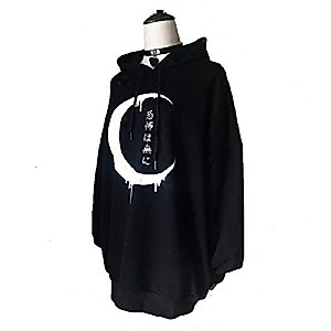 Women Loose Gothic Punk Moon Print Long Sleeve Hoodie Mitiy Sweatshirt Print Pullovers