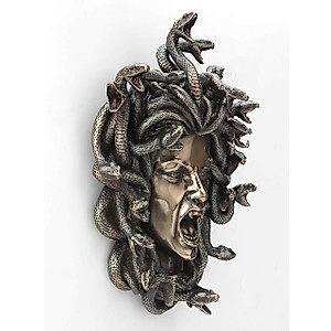 Veronese Design 7 1/4 Inch Greek Head Of Medusa Wall Plaque Cold Cast Resin Antique Bronze Finish Wall Sculpture Home Decor