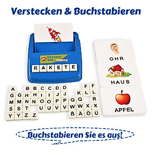 BOHS German Literacy Wiz Fun Game - See and Hide Spelling - Preschool Language Learning Educational Toys