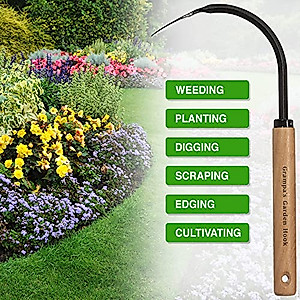 Grampa's Garden Hook - Weed Puller & Hand Cultivator Tool - Simple Design for Weeding, Digging, Edging & Planting - Lightweight & Durable Easy to Use Weeding Tool