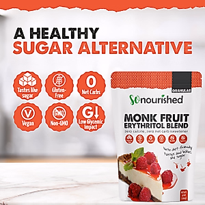 Monk Fruit Sweetener with Erythritol Granular - 1:1 Sugar Substitute, Keto - 0 Calorie, 0 Net Carb, Non-GMO 1lb