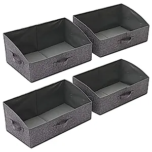 TENABORT 4 Pack Trapezoid Large Foldable Closet Storage Bins with Handle, Fabric Storage Organizer Cube Cloth Containers Linen Box Shelf Baskets for Clothes Clothing Shelves Wardrobe