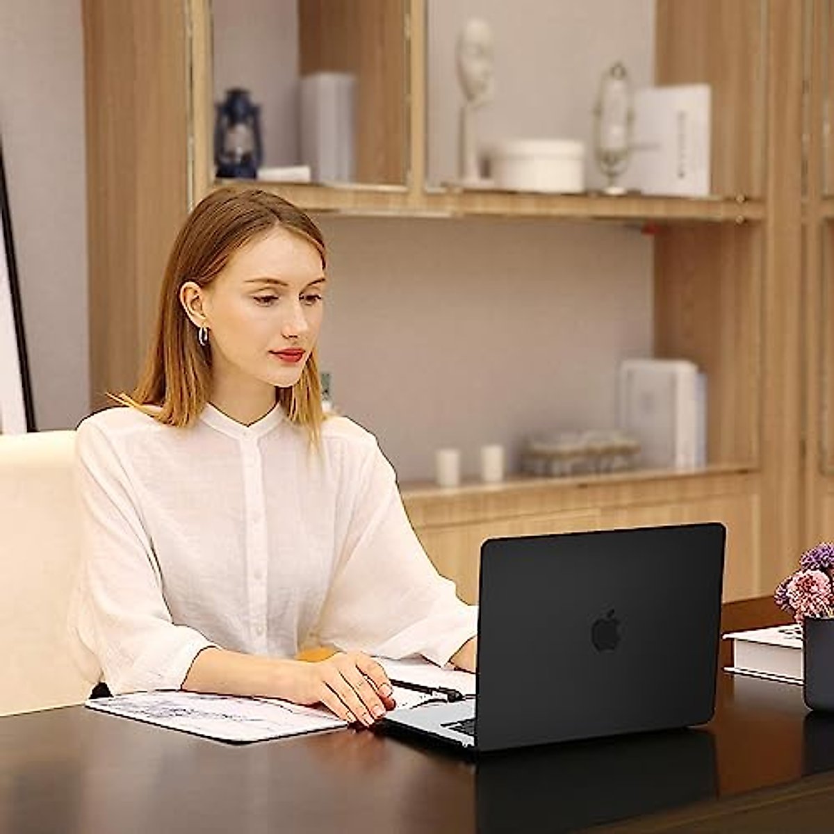 MOSISO Compatible with MacBook Air 15 inch Case 2023 2024 Release M3 A3114 M2 A2941 Liquid Retina Display Touch ID, Plastic Hard Shell Case&Keyboard Cover&Screen Protector&Type C Adapter, Black