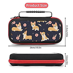 AoHanan Welsh Corgi Cartoon Switch Carrying Case Compatible with Switch Game Case with 20 Games Cartridges Hard Shell Travel Protection Case for Console & Accessories
