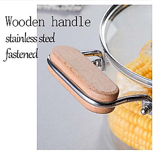 3QT Glass Cooking Pot 3L Glass Simmer Pot Compatible for Potpourri,Stove Top,Milk,Soup,Tea,Noodles,Microwave Cookware with Wooden Handle&Lid,Glass Saucepan with Cover,Heat-Resistant