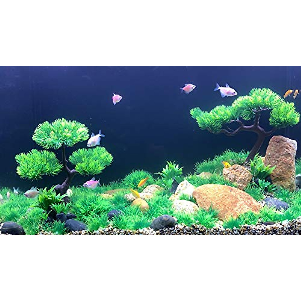 Artificial Aquarium Green Water Plants Tree Set 25 Pcs, Fish Tank Aquarium Decorations, Made of Soft Plastic, Safe for All Fish & Pets (Set 1)