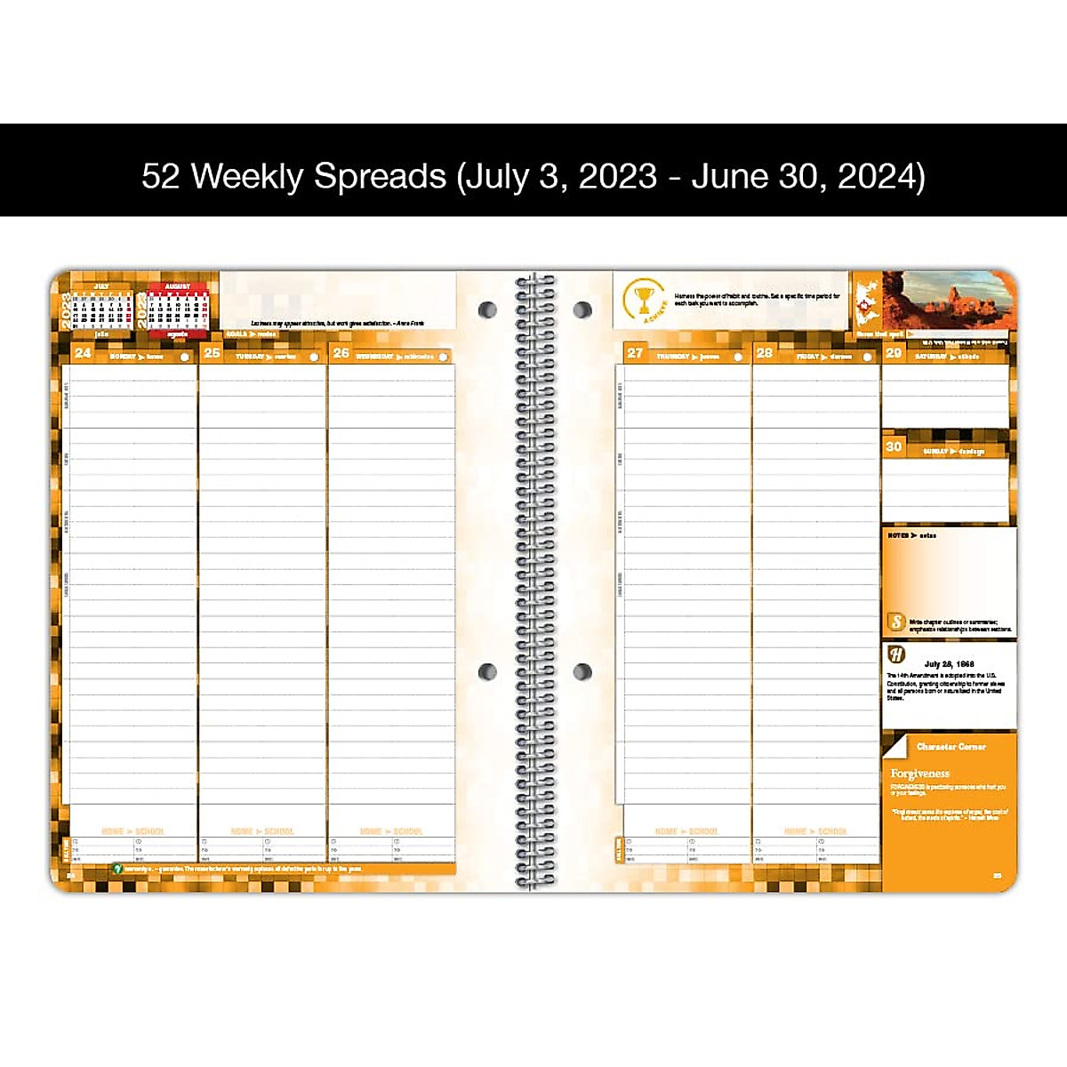 Dated Middle High School Student Planner 2023-2024 Academic School Year, ‎Medium (6.75" by 9") Matrix Style Datebook with Boulder Cover