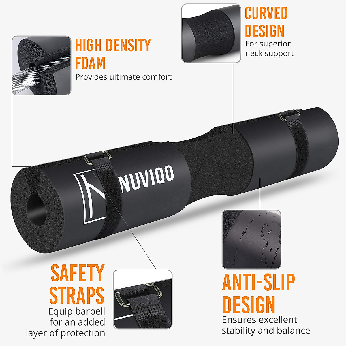 Cushioned Barbell Pad for Lunges and Hip Thrusts - Protects Neck and Shoulders During Barbell Training